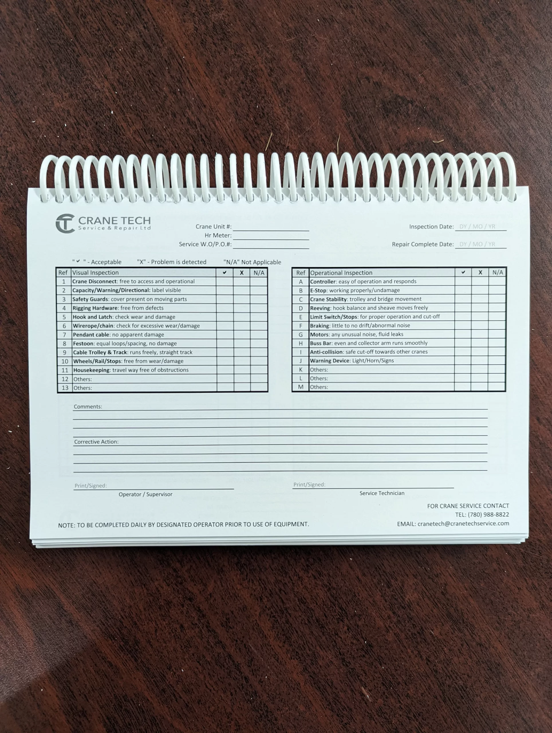 Crane Pre-Use Inspection Checklist